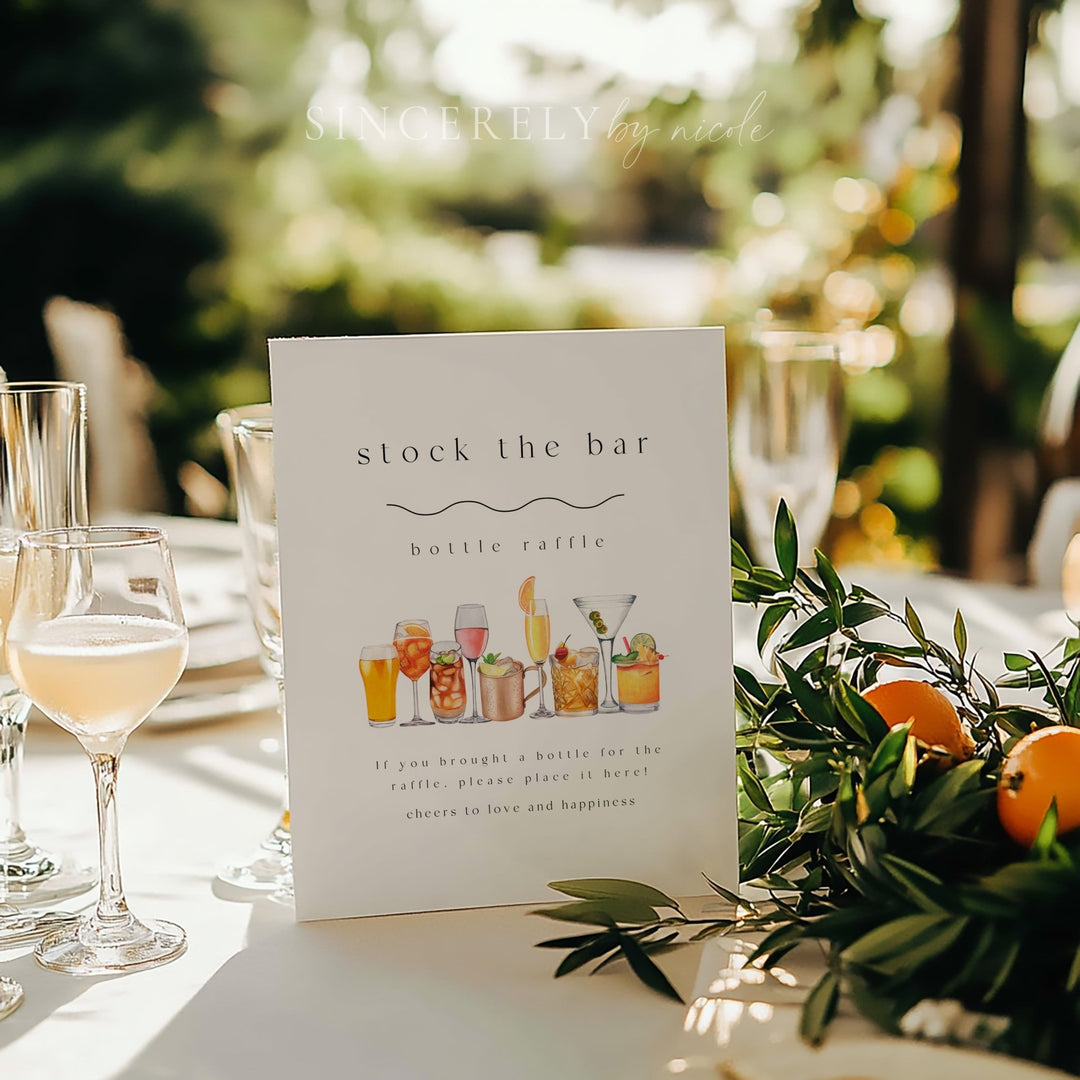 Boho Stock The Bar Raffle Sign and Ticket Couples Shower ...