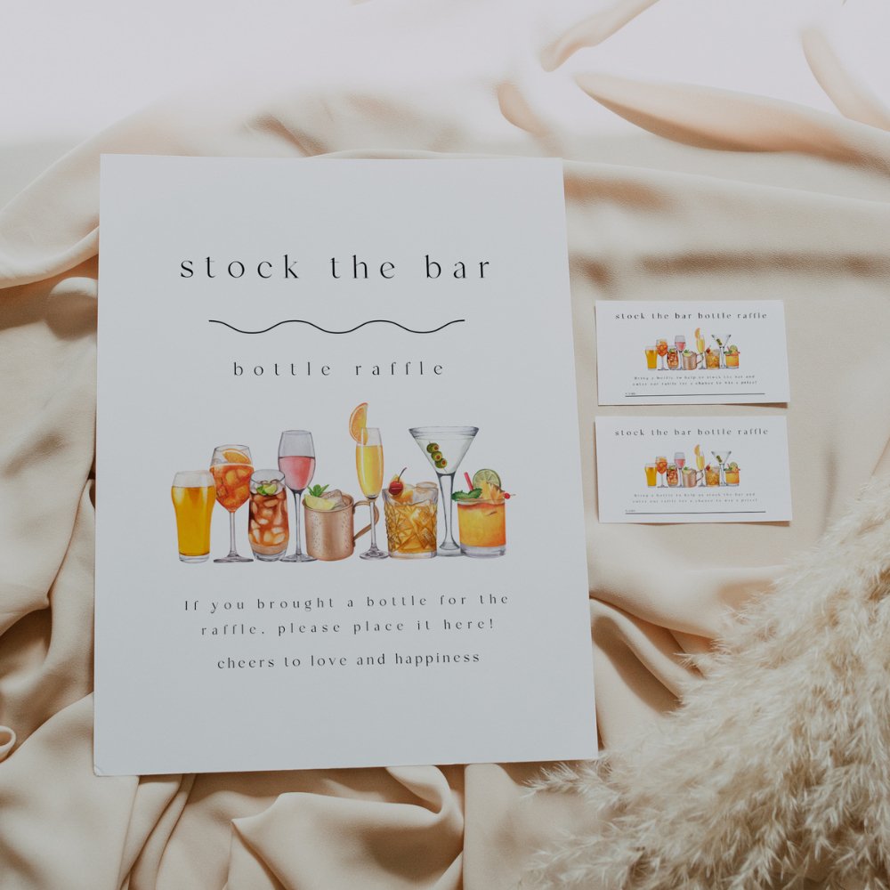 Boho Stock The Bar Raffle Sign and Ticket Editable In Canva LENNOX ...