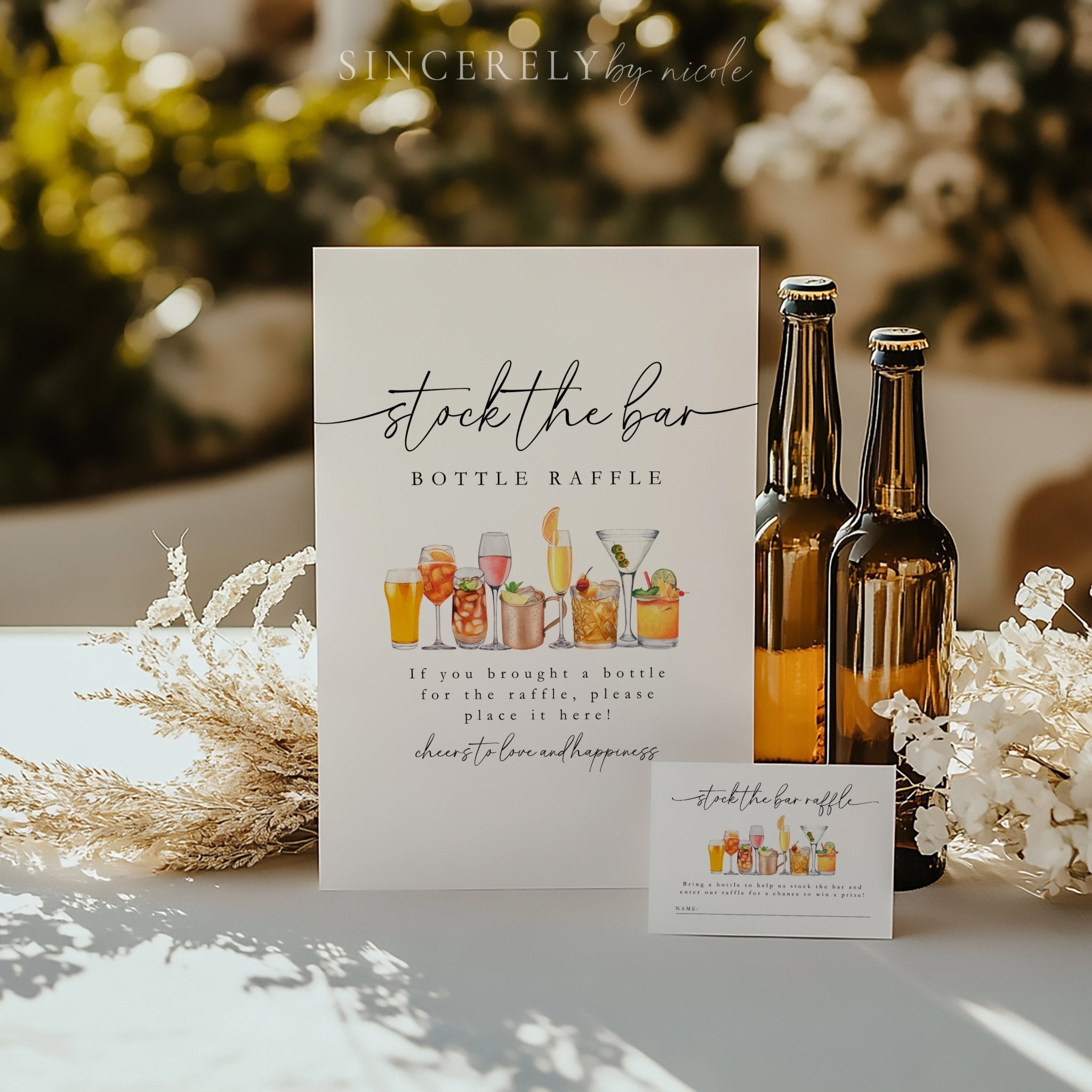 Minimalist Stock The Bar Raffle Sign and Ticket – SincerelyByNicole