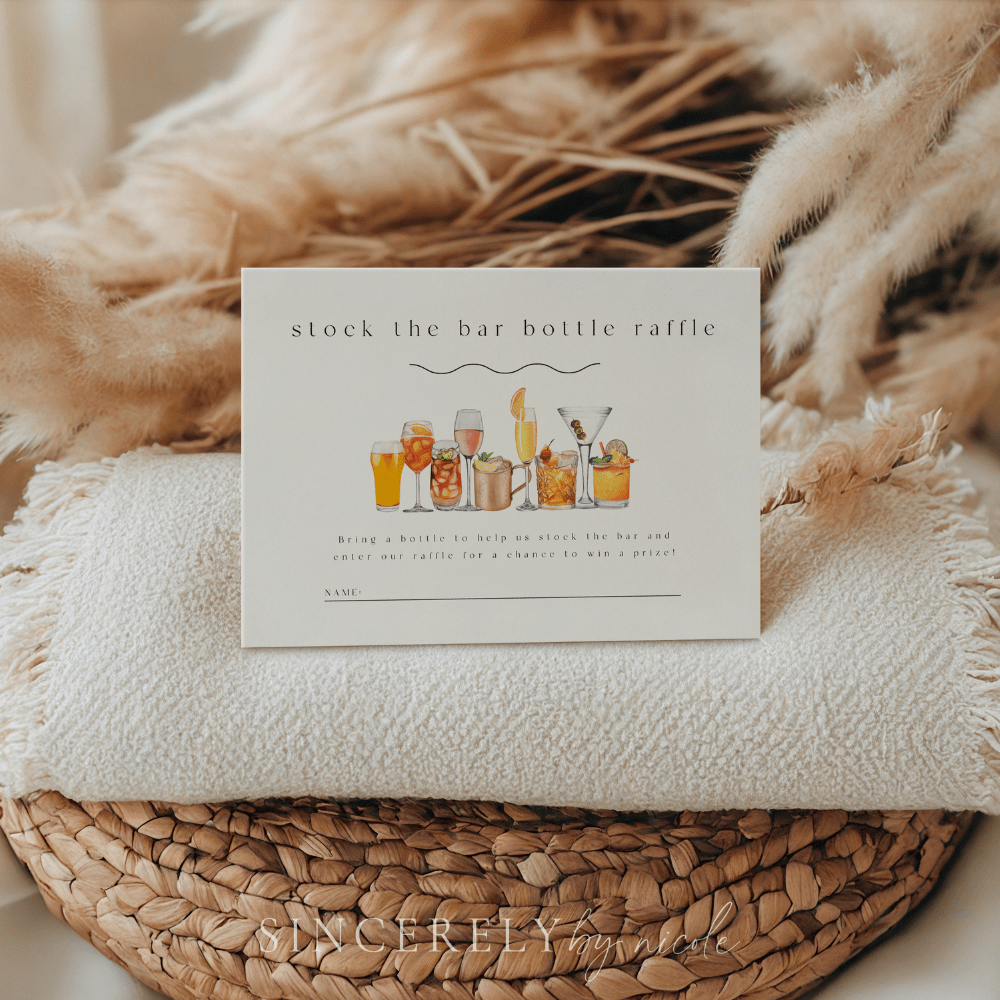 Modern Minimalist Stock The Bar Bottle Raffle Ticket Insert Card ...